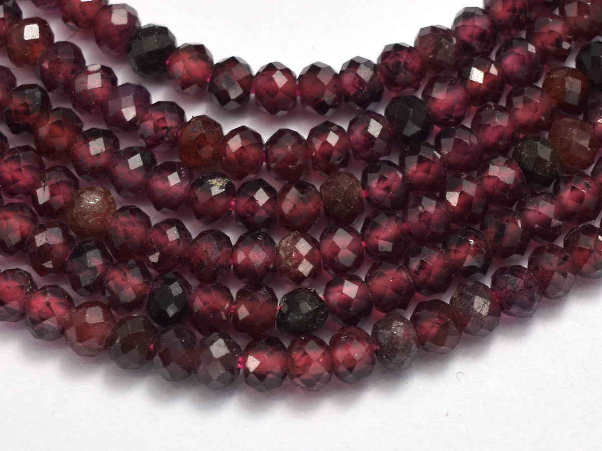 Red Garnet, 2x2.8mm Micro Faceted Rondelle – BeadDirect